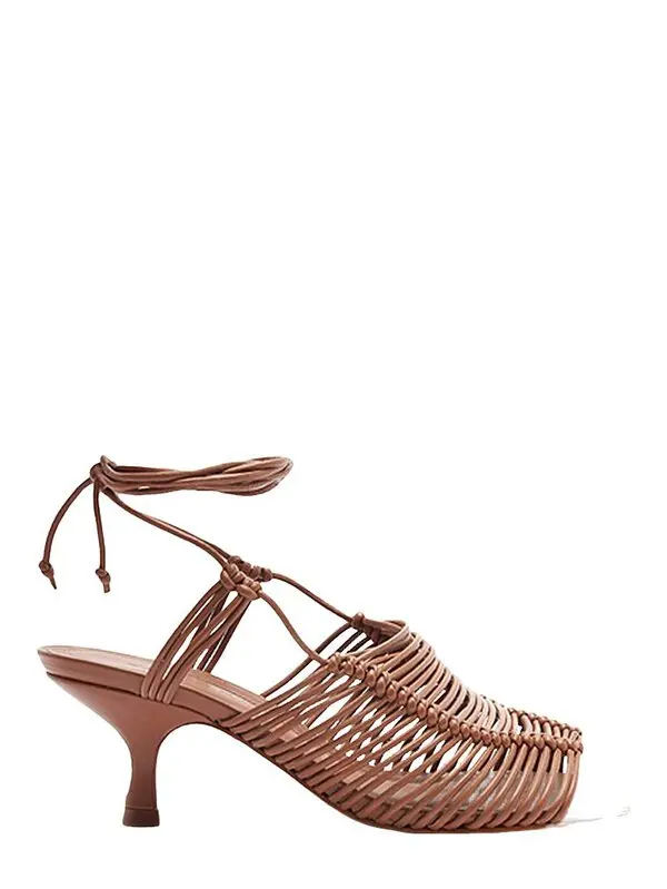 Farm Rio Macrame Ankle Tie Sandals - Cuoio