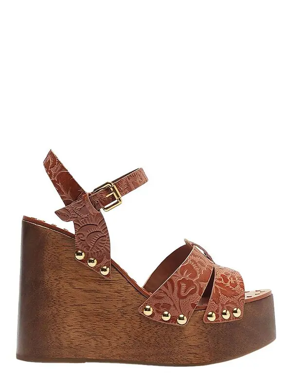 Farm Rio Embossed Wedge Sandals - Cuoio