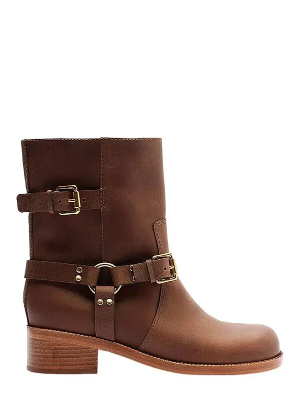 Farm Rio Distressed Leather Boots - Walnut