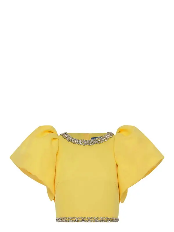 LEO LIN Lucia Embellished Crop Top - Yellow