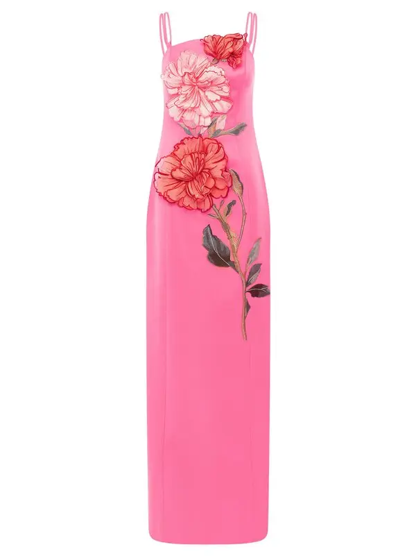 LEO LIN Arianna Appliquéd Maxi Dress - Fuchsia