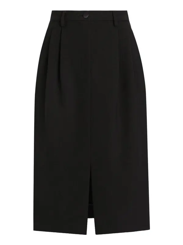 Dolce & Gabbana Midi Skirt In Double Wool Crêpe - Black