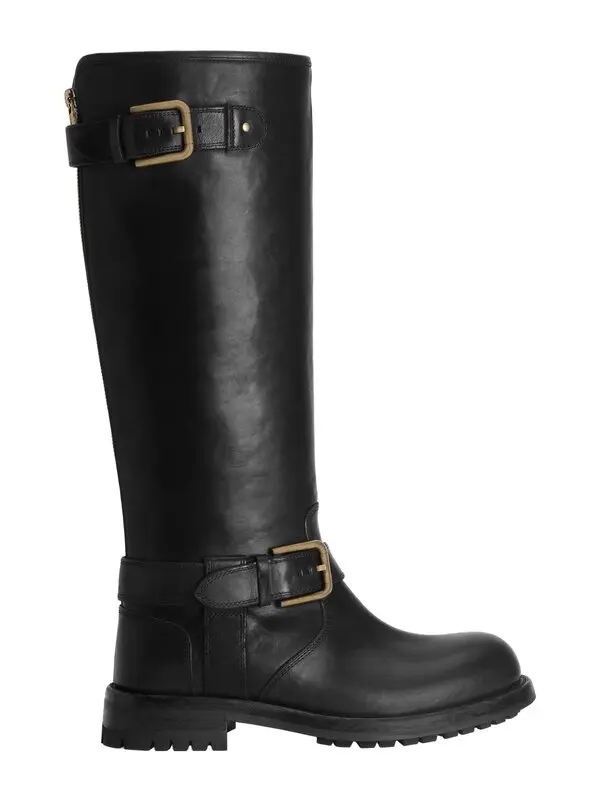 Dolce & Gabbana Calfskin Biker Boots - Black