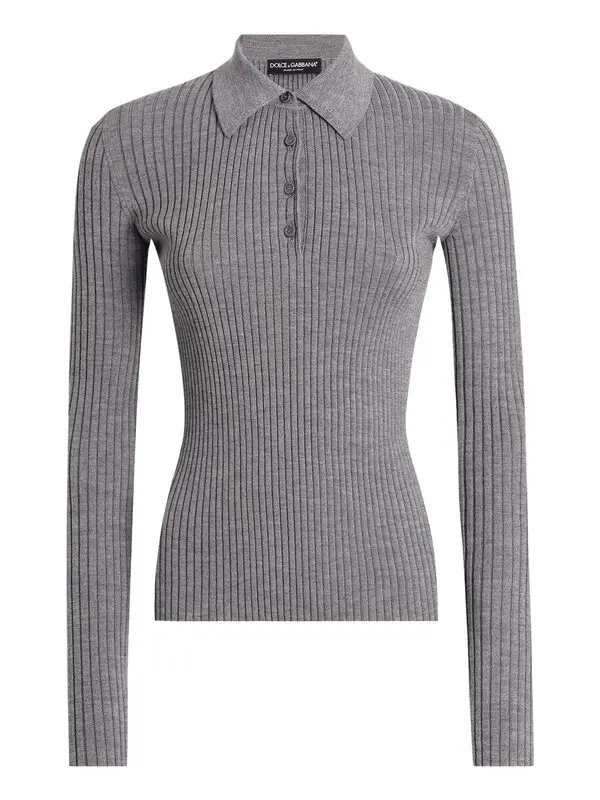Dolce & Gabbana Ribbed Wool Pullover - Grey