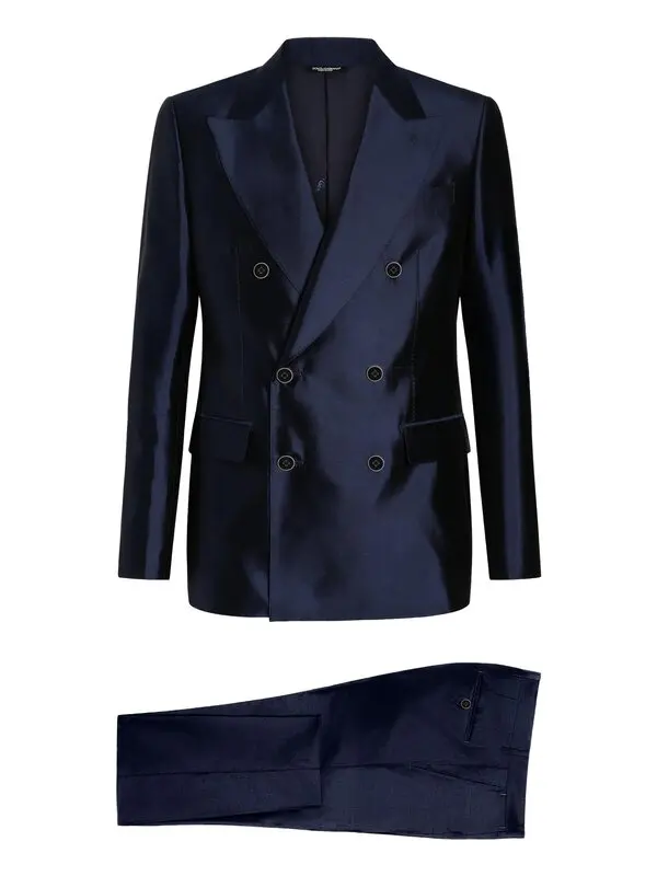 Dolce & Gabbana Shantung And Mikado Silk Double-breasted Suit - Blue