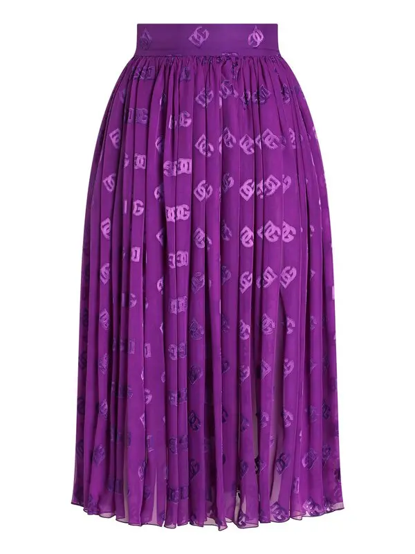 Dolce & Gabbana Devoré Satin Jacquard Skirt - Purple