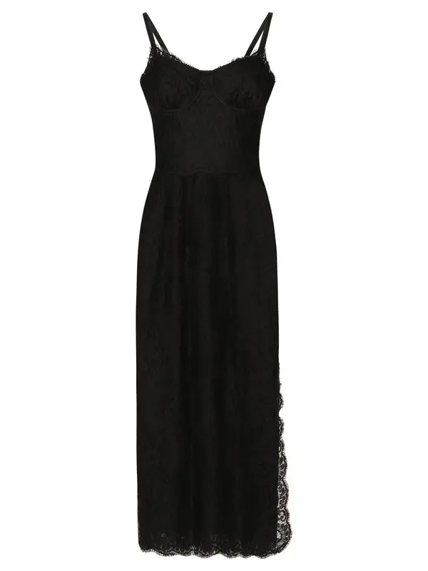Dolce & Gabbana Chantilly Lace Slip Dress - Black
