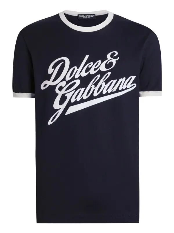 Dolce & Gabbana Cotton T-shirt With Flock Print - Blue