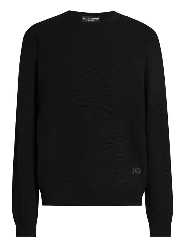 Dolce & Gabbana Crew Neck Wool Pullover - Black
