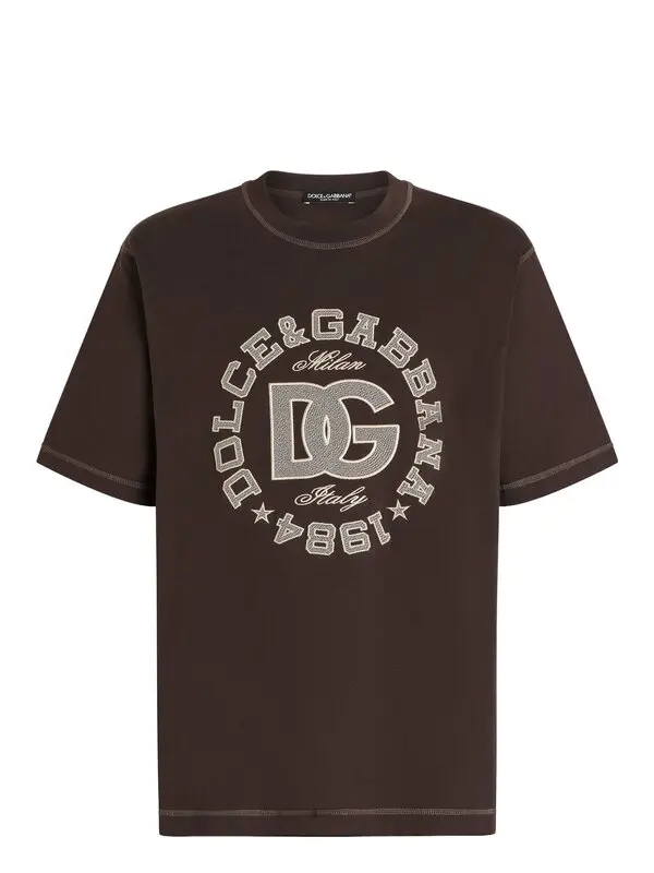 Dolce & Gabbana Cotton T-shirt With Embroidery - Brown