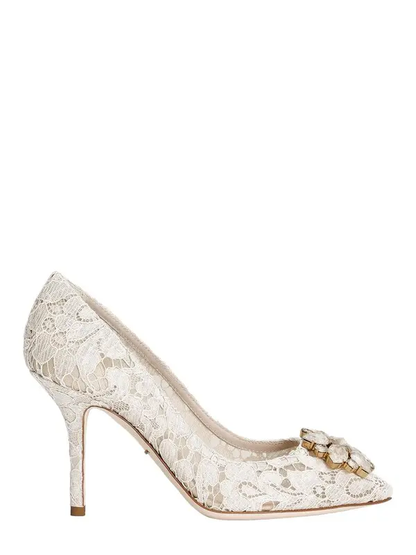 Dolce & Gabbana Pumps In Taormina Lace With Crystals - White