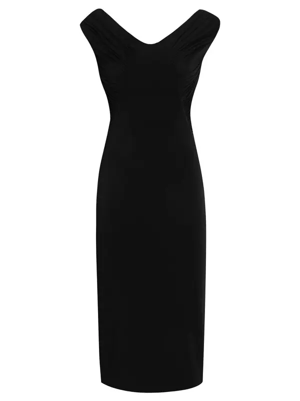 Dolce & Gabbana Fitted Crêpe Organza Dress - Black