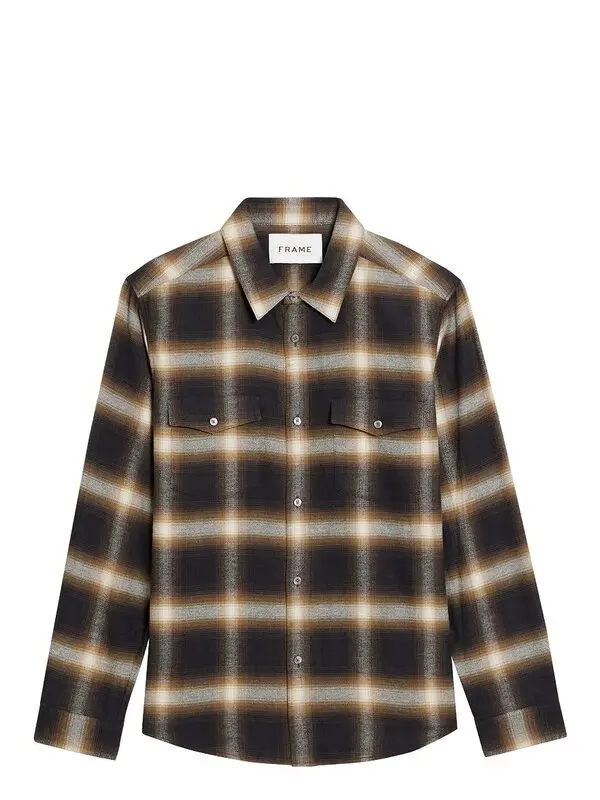 FRAME Checked Cottonflannel Shirt - Light Brown