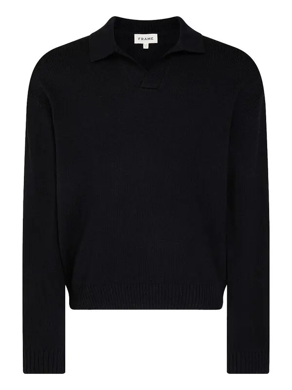 FRAME Wool And Silk-blend Polo Sweater - Black