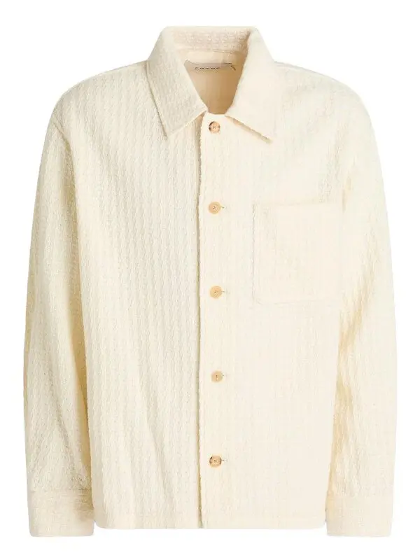 FRAME Woolblend Tweed Overshirt - Ivory
