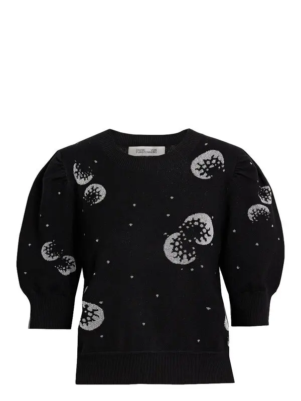 Diane Von Furstenberg Willa Metallic Jacquard-knit Sweater - Black