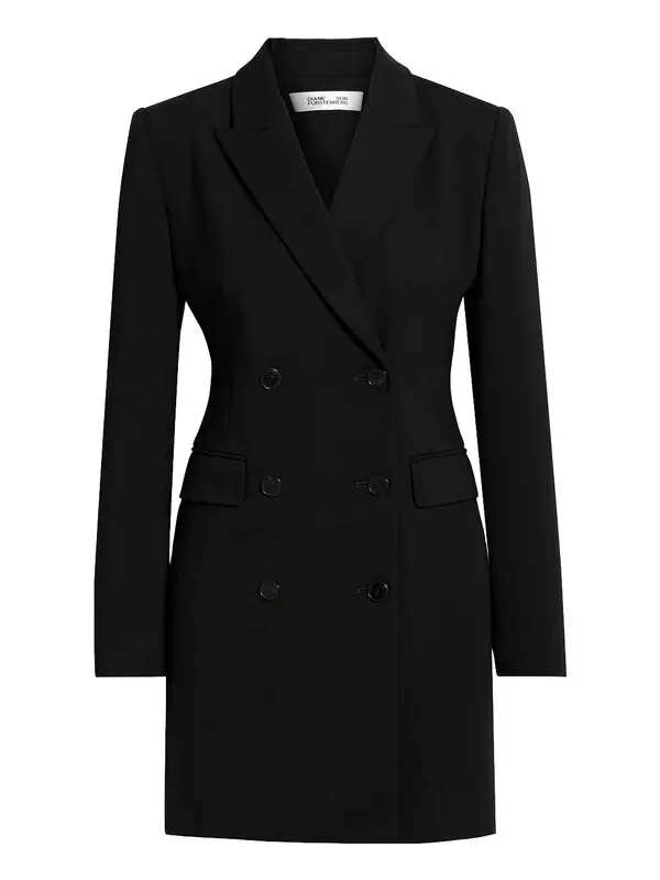 Diane Von Furstenberg Virginia Double-breasted Crepe Blazer - Black