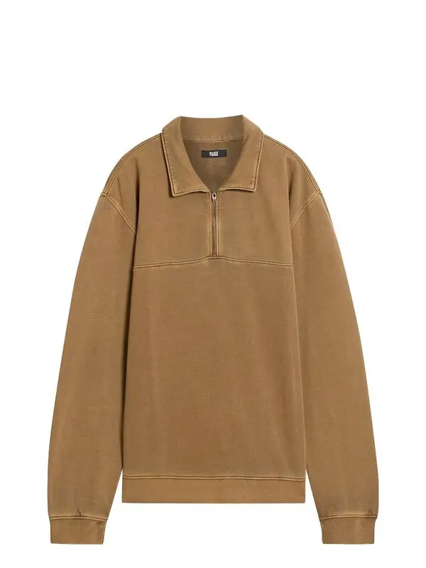 Paige French Cotton-terry Half-zip Sweatshirt - Camel