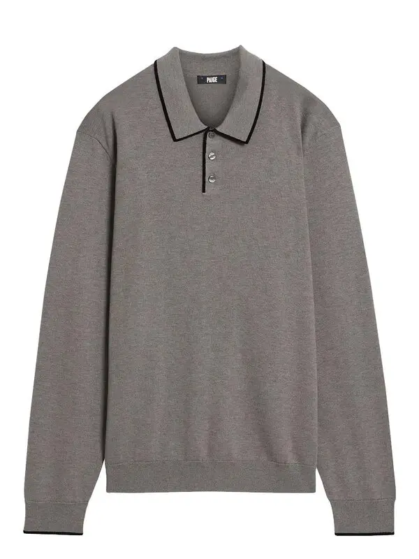 Paige Cotton-blend Polo Sweater - Gray
