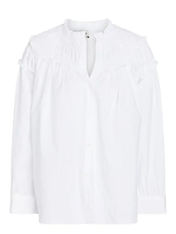 Sandro Ruffled Cotton-poplin Shirt - White