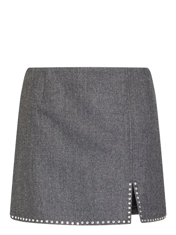 Sandro Crystal-embellished Wool-twill Mini Skirt - Dark Gray