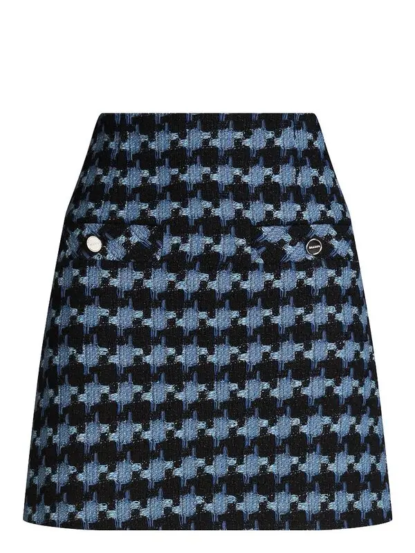 Sandro Houndstooth Tweed Mini Skirt - Black