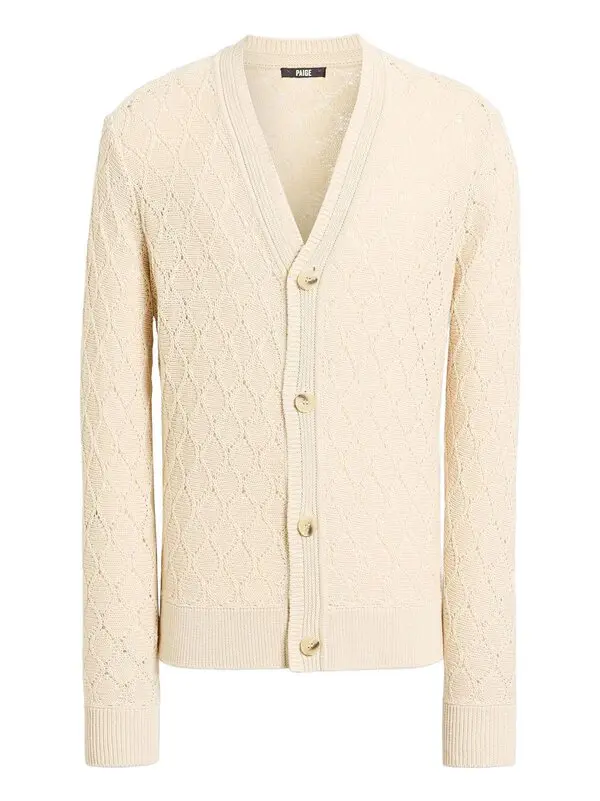 Paige Perry Pointelle-knit Cotton-blend Cardigan - Ecru