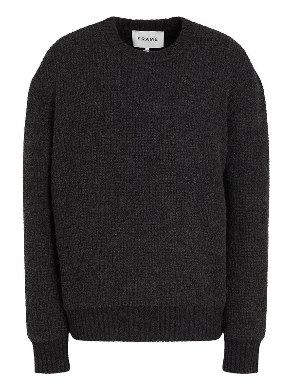 FRAME Waffle-knit Wool Sweater - Charcoal