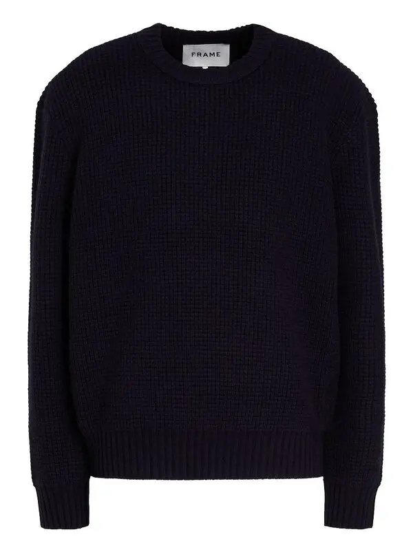 FRAME Waffle-knit Wool Sweater - Navy