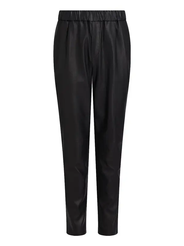 Paige Tapered Leather Pants - Black