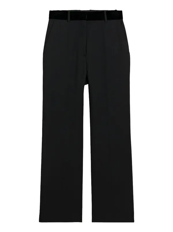 Sandro Twill Straight-leg Pants With Velvet Trim - Black