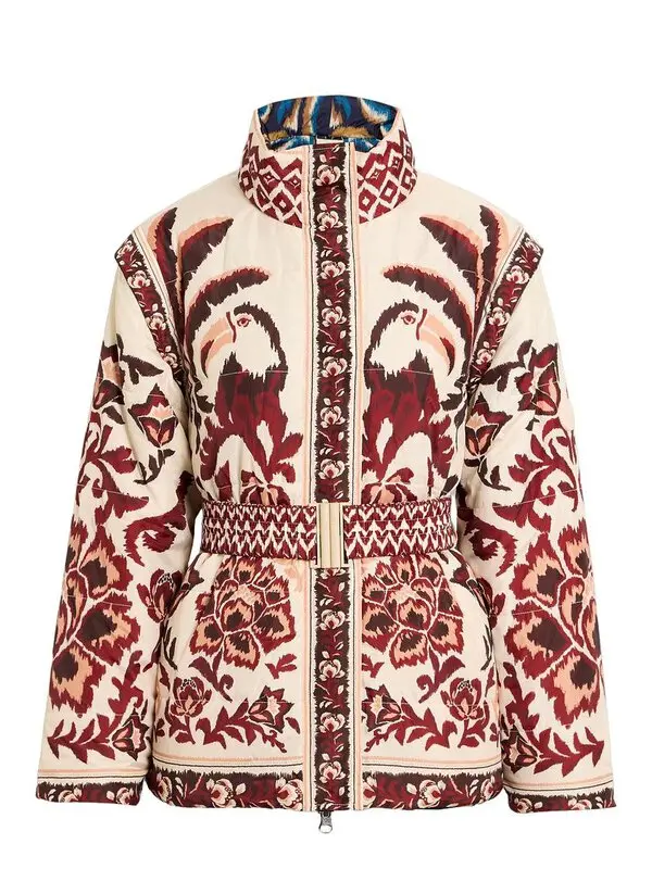 Farm Rio Reversible Printed Shell Jacket - Cream