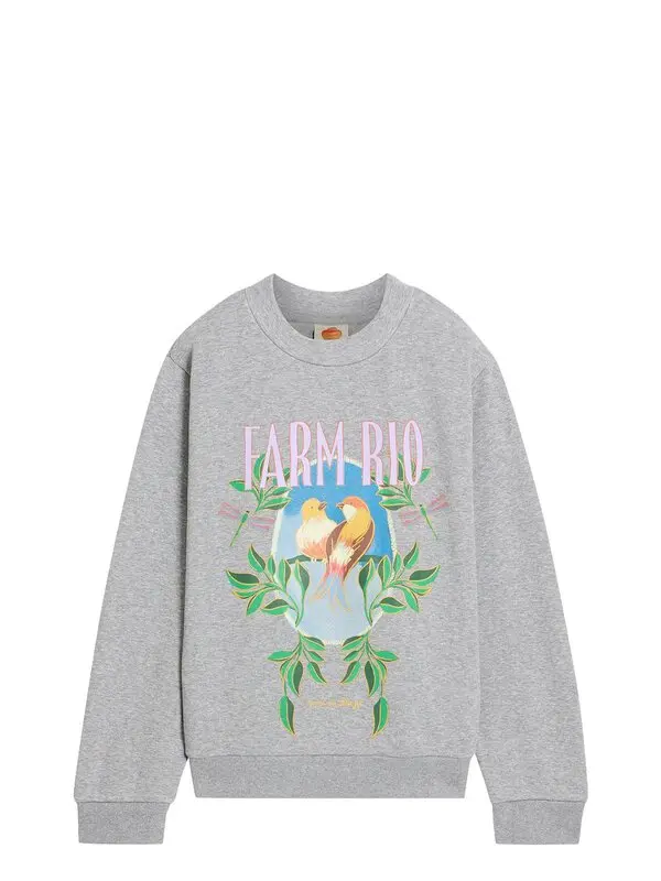 Farm Rio Printed Fleece Sweatshirt - Light Gray