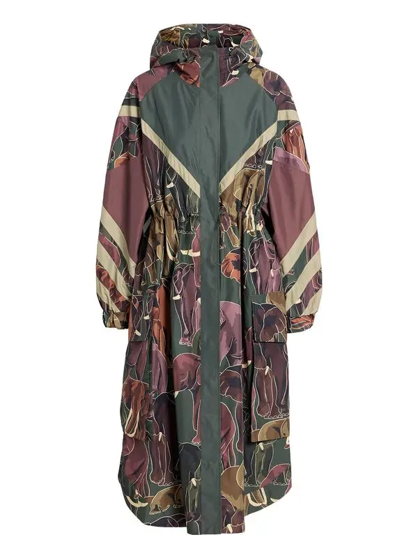 Farm Rio Printed Waterproof Shell Raincoat - Forest Green