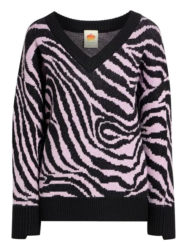 Farm Rio Zebra Jacquard-knit Sweater - Black