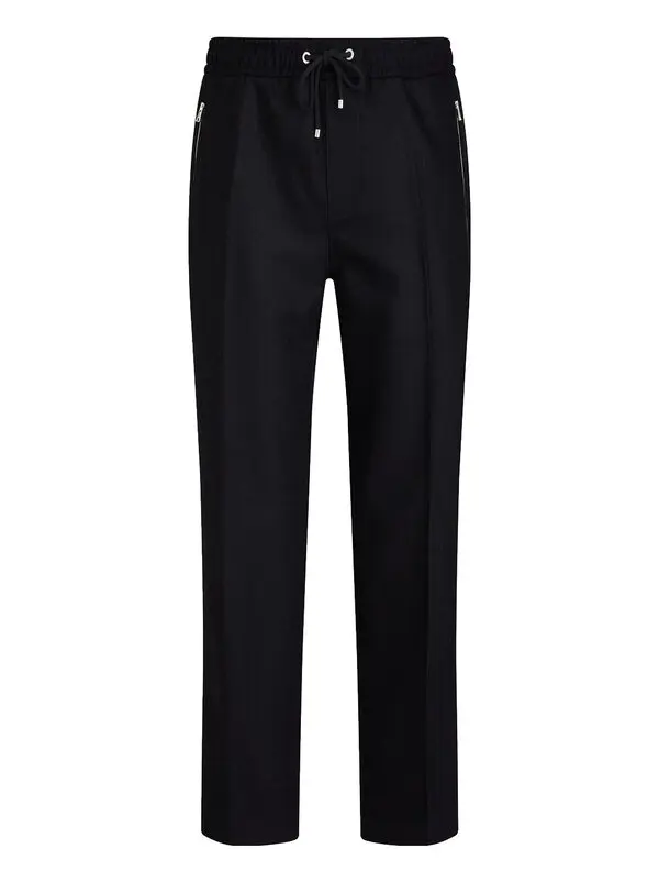 FRAME Wool-blend Drawstring Trousers - Navy