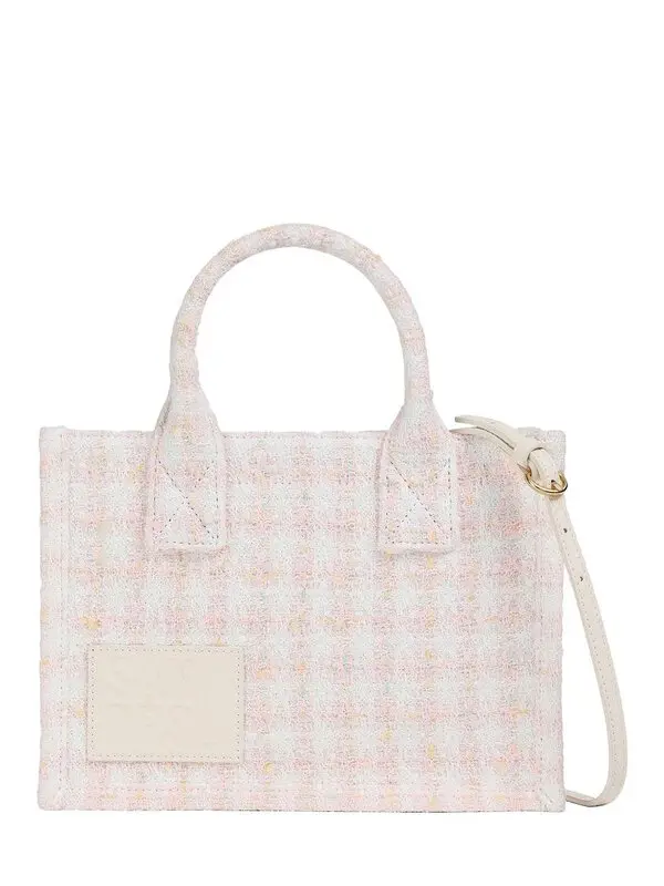 Sandro Checked Metallic Tweed Tote - Pastel Pink
