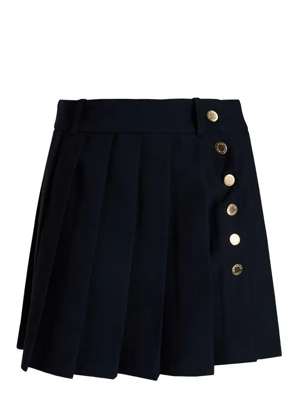 Sandro Pleated Twill Mini Wrap Skirt - Navy