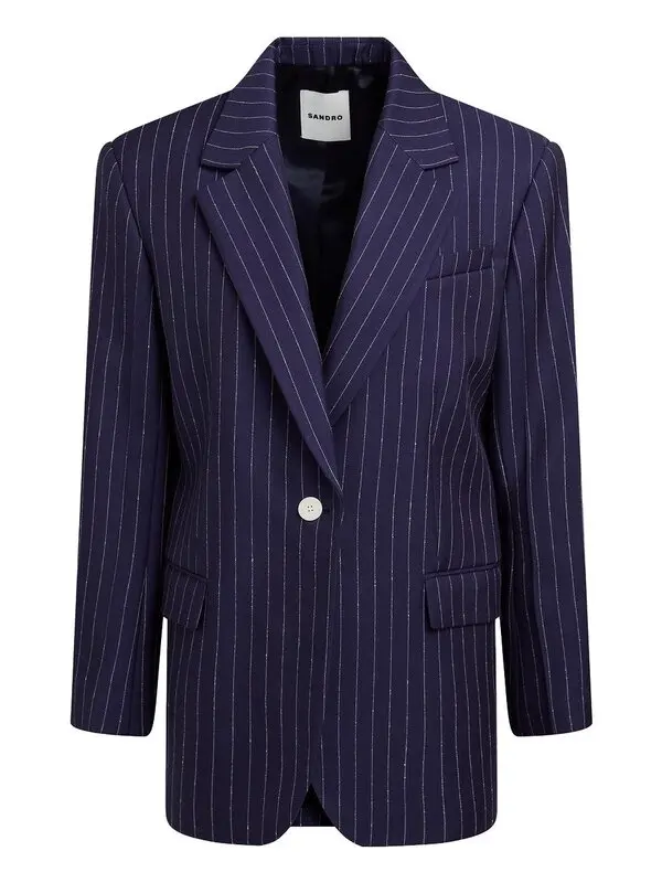 Sandro Pinstriped Twill Blazer - Navy