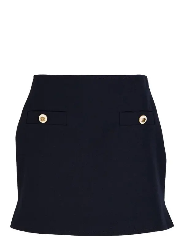 Sandro Wool-blend Twill Mini Skirt - Midnight Blue