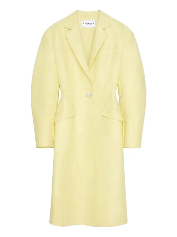 Givenchy Fitted Leather Cocoon Coat - Pale Yellow