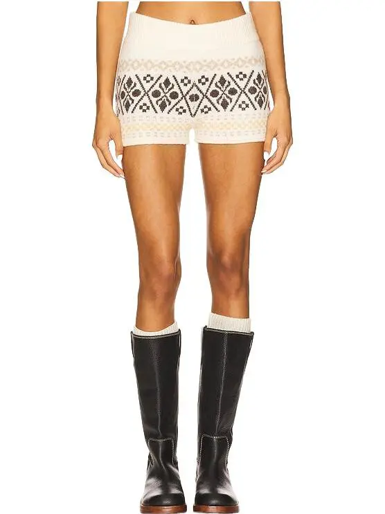 MORE TO COME Fairisle Pull-on Shorts - Ivory Multi