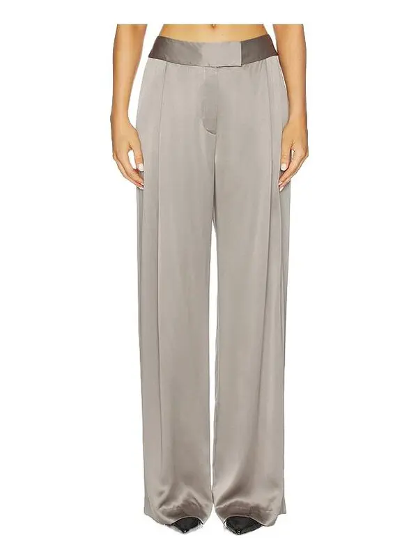 THE SEI Relaxed Fit Metallic Trousers - Steel