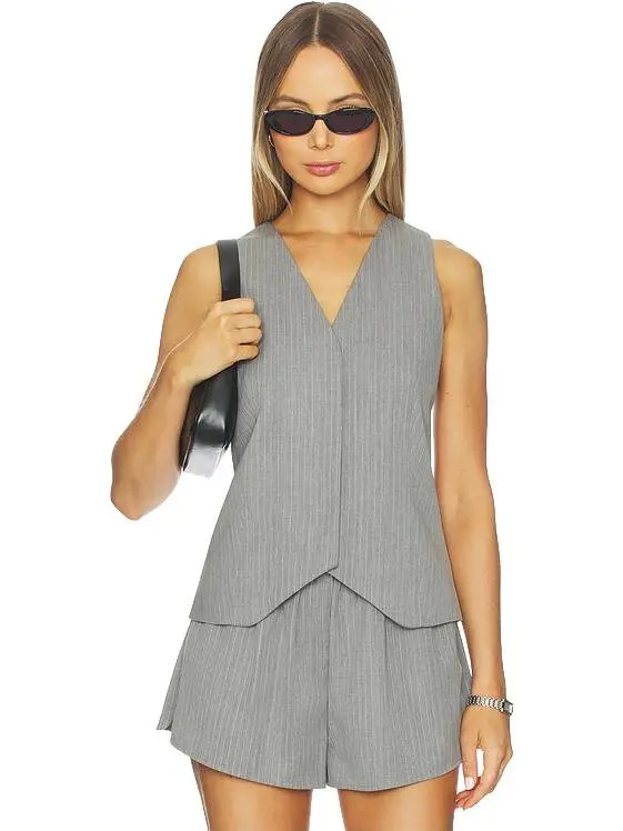 ST. AGNI Pinstripe Wool Vest - Grey Pinstripe