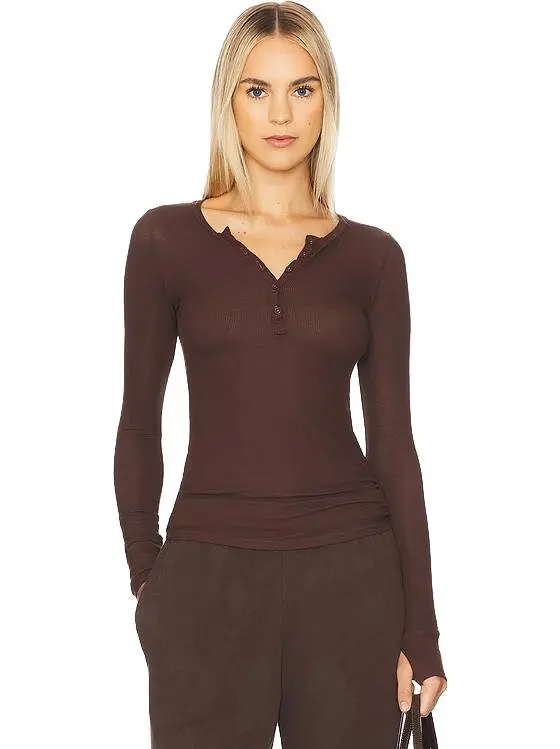 Michael Lauren Vesca Snap Front Tee - Dark Brown