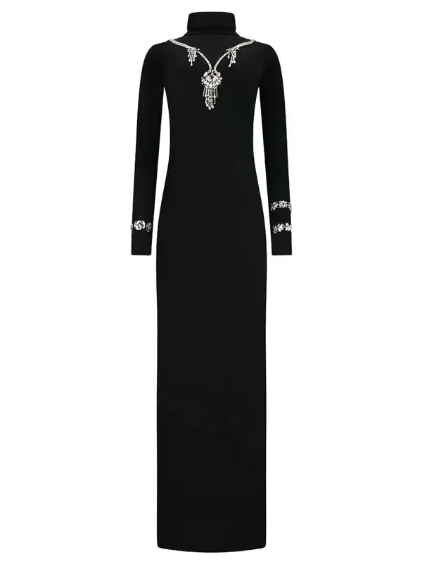 DES_PHEMMES Crystal-embellished Turtleneck Dress - Black