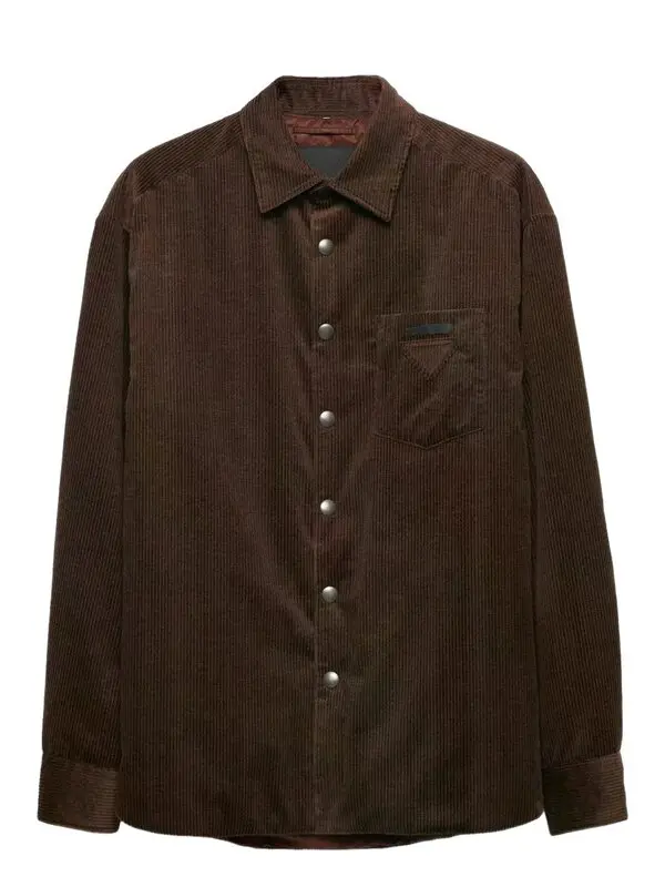 Prada Corduroy Patch-pocket Shirt - Brown