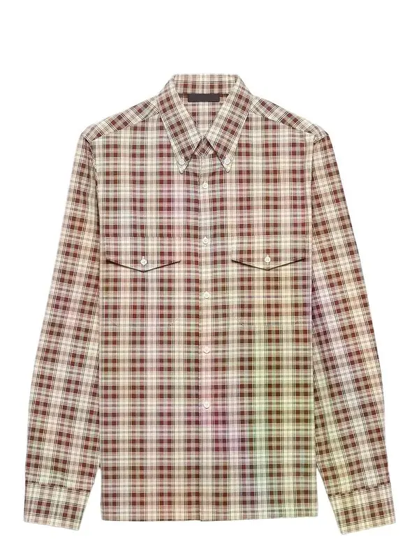 Prada Checked-pattern Patch-pocket Shirt - Neutrals