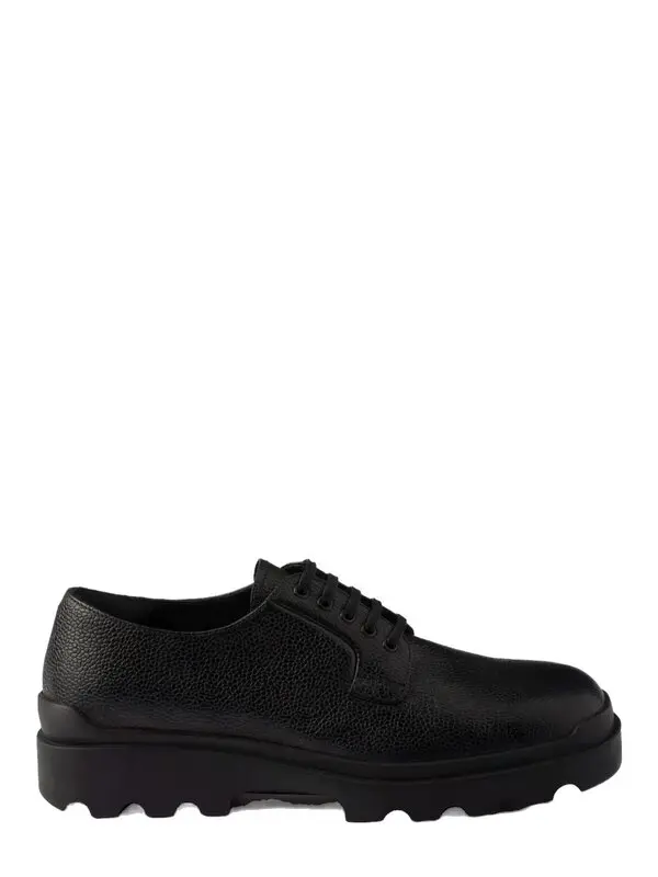 Prada Pebble-grain Leather Lace-up Shoes - Black