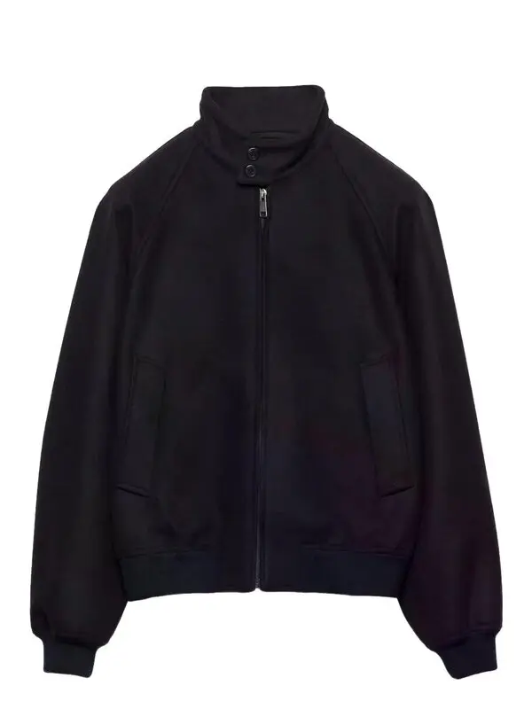 Prada Raglan-sleeve Ribbed Jacket - Black